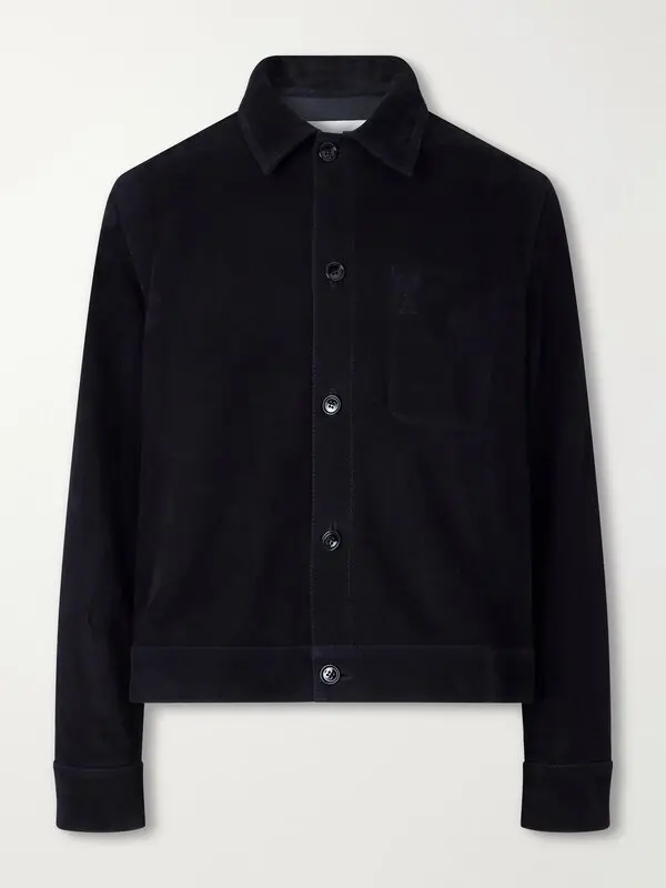 AMI Paris Logo-embossed Suede Jacket - Black