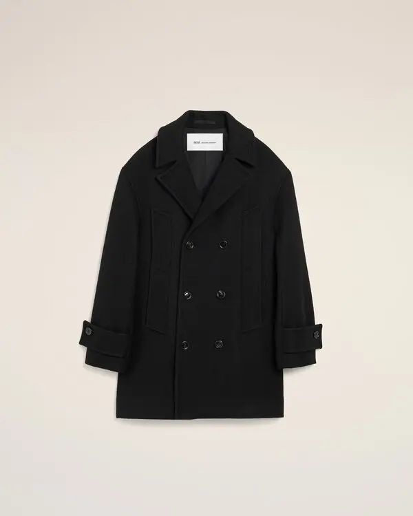 AMI Paris Wool Pea Coat - Black