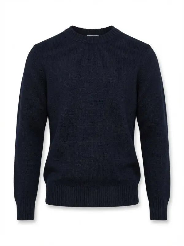 Soft Goat Round-neck Knitted Sweater With Lace Trim