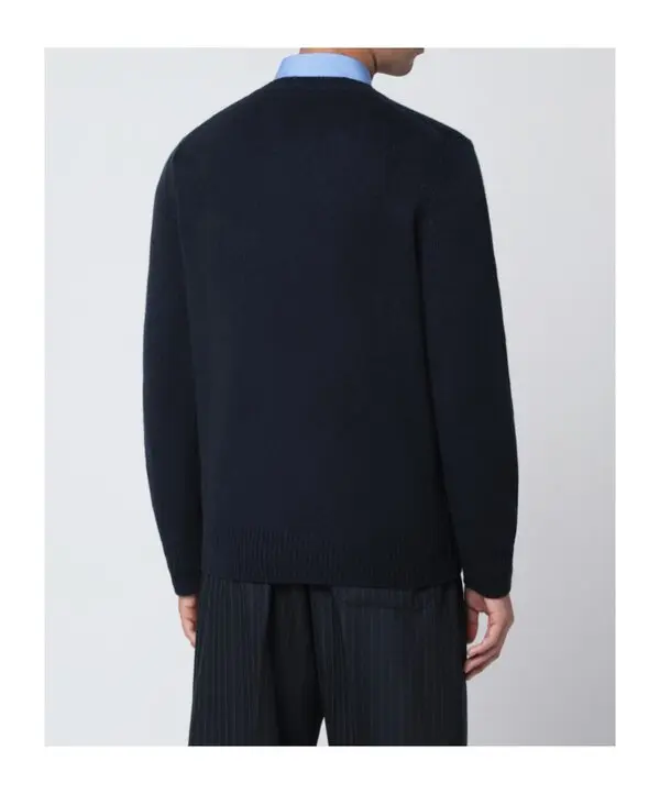 Soft Goat Round-neck Knitted Sweater With Lace Trim