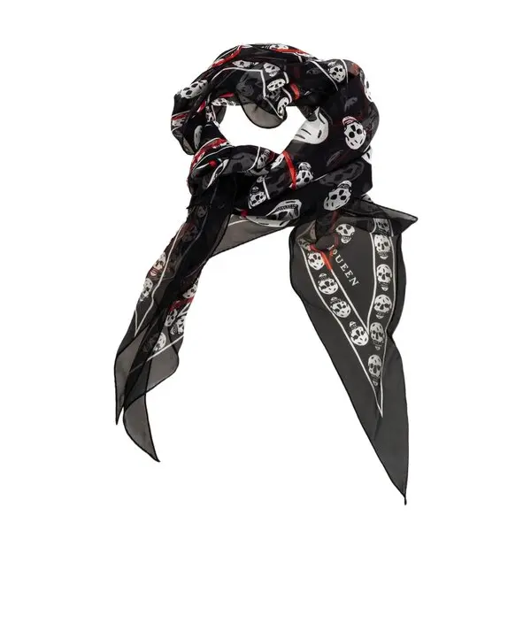 Alexander McQueen Asymmetrical Skull Scarf - Black