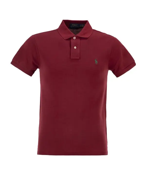 Polo Ralph Lauren Logo Embroidered Short-sleeved Polo Shirt - Bordeaux