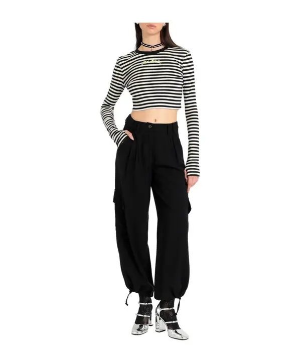 MAXCO. Striped Cropped Long-sleeve T-shirt