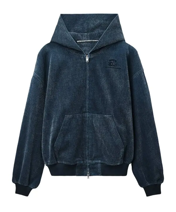 Alexander Wang Brushed Denim Oversized Hoodie - Blue