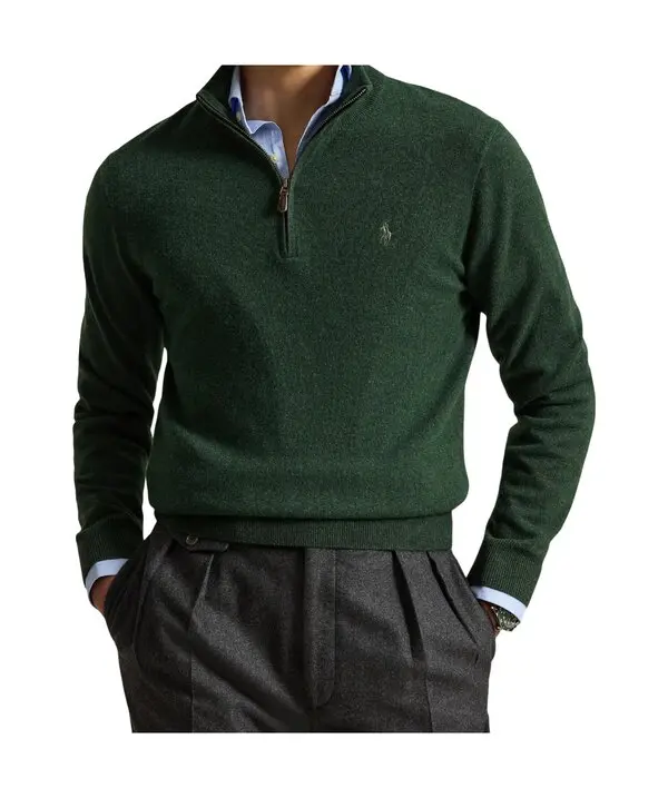 Polo Ralph Lauren Pony-embroidered Quarter-zip Sweater - Green