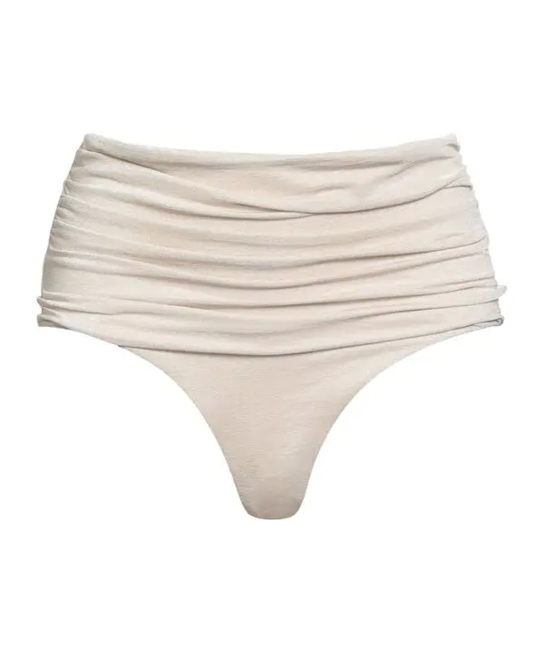 Max Mara High-waisted Metallic Swim Trunks - Beige