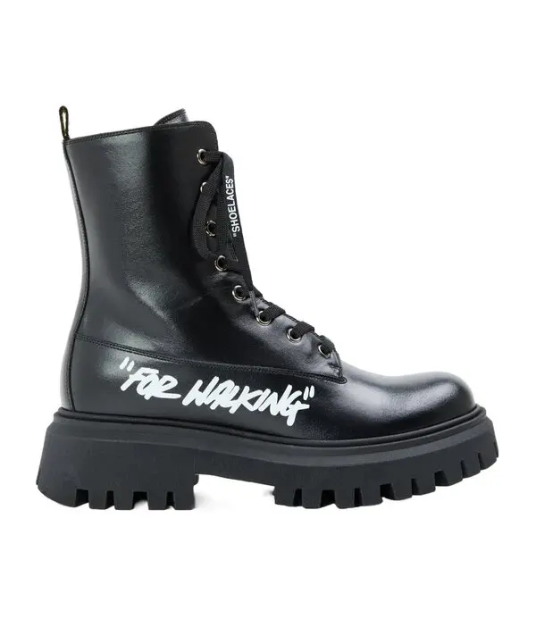 Off-White Solid Color Ankle Boots - Black