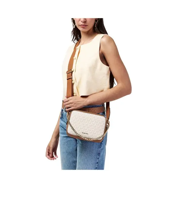 Michael Kors Monogram Print Camera Crossbody Bag