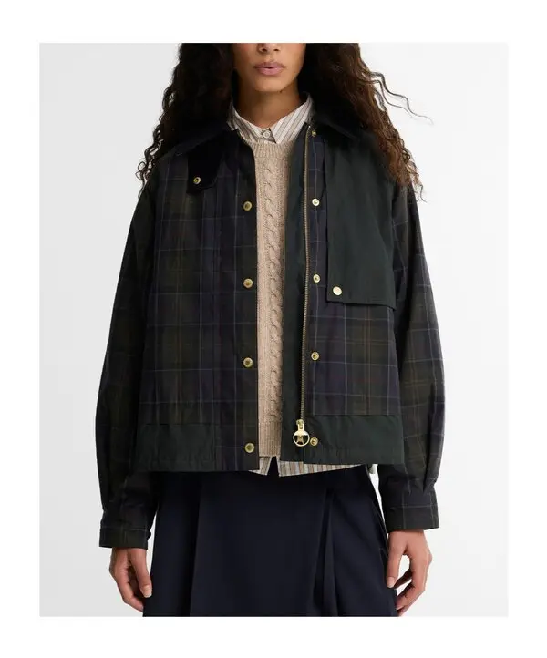 Barbour Plaid Spliced Cropped Jacket
