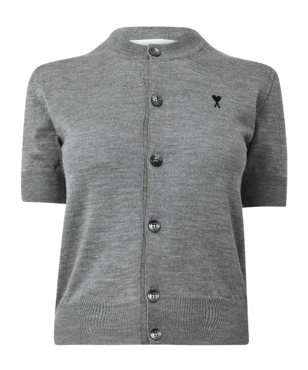 AMI Paris Short Sleeve Knit Cardigan