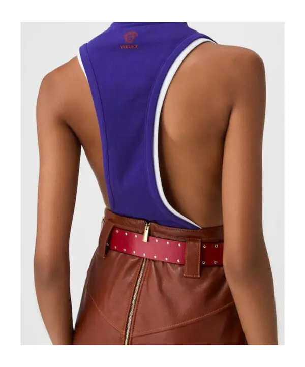 Versace Embroidered-logo Stretch Cotton-jersey Tank Top