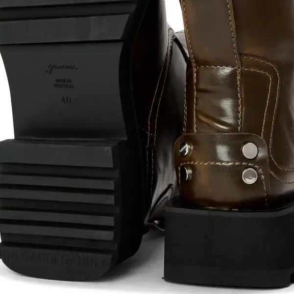 GANNI Studded Crinkle Flat Ankle Boots - No