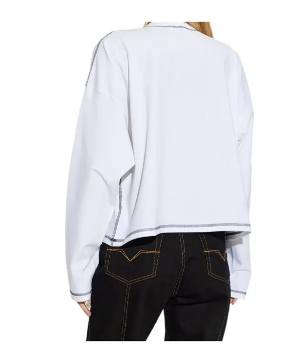 Versace Cotton Long-sleeve Top With Contrast Stitching And Pocket