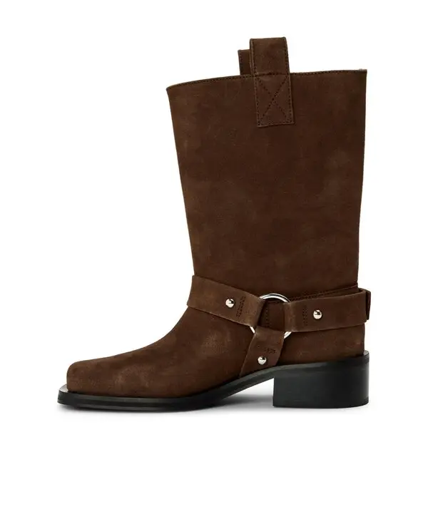 GANNI Suede Flat Ankle Boots