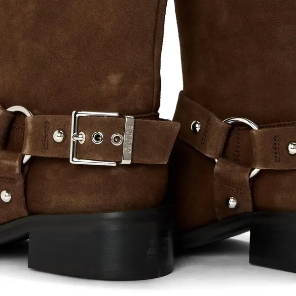 GANNI Suede Flat Ankle Boots