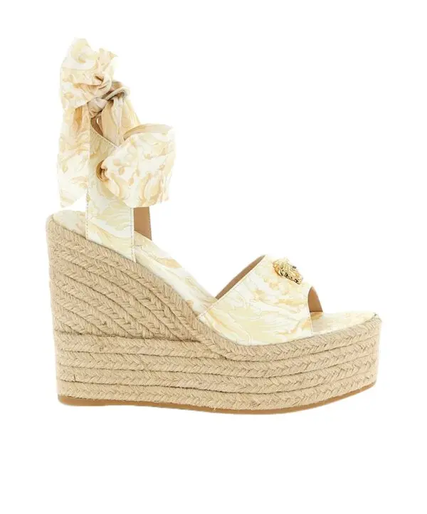 Versace La Medusa Wedge Sandals - Nude
