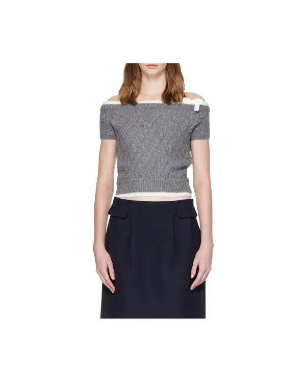 SHUSHU/TONG Off-the-shoulder Puff Sleeve Sweater