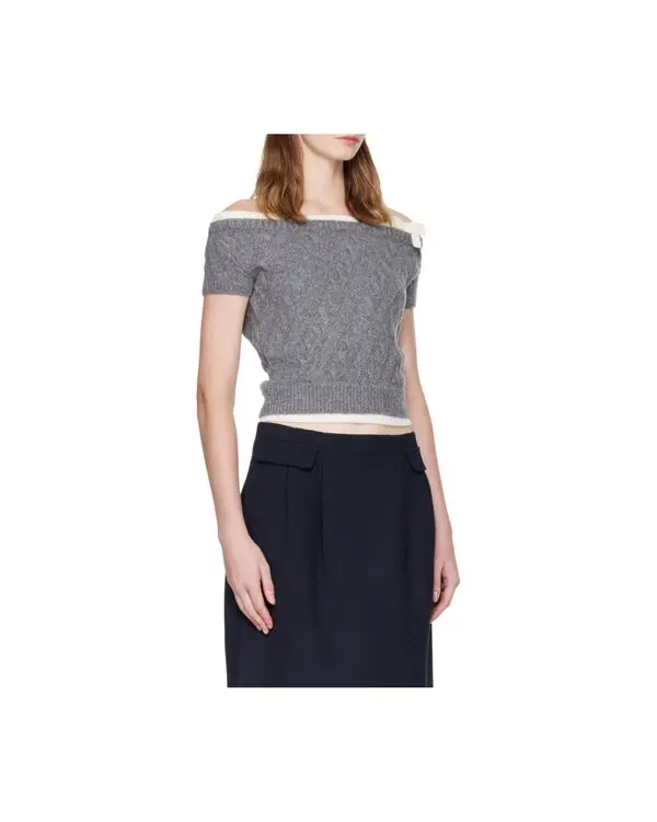 SHUSHU/TONG Off-the-shoulder Puff Sleeve Sweater