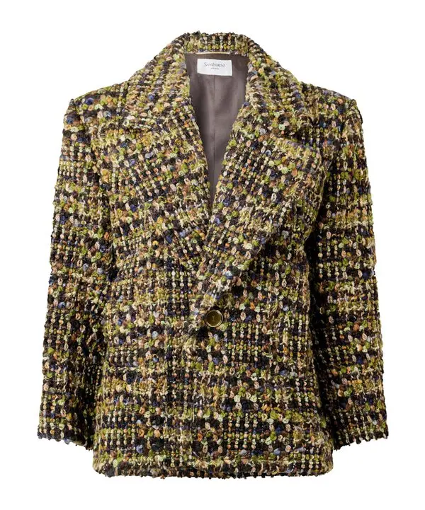 Saint Laurent Tweed Short Jacket - Black
