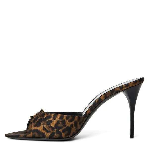 Saint Laurent Leopardprint Squaretoe Mule Sandal