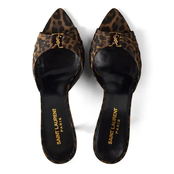 Saint Laurent Leopardprint Squaretoe Mule Sandal