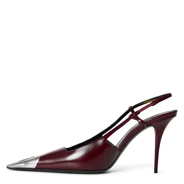 Saint Laurent Burgundy Leather Slingback Pumps