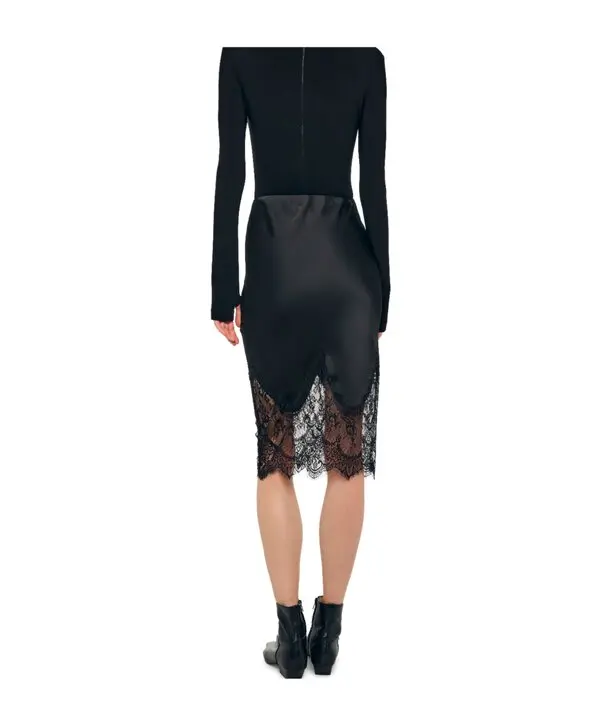 Norma Kamali Lace-trim Midi Skirt