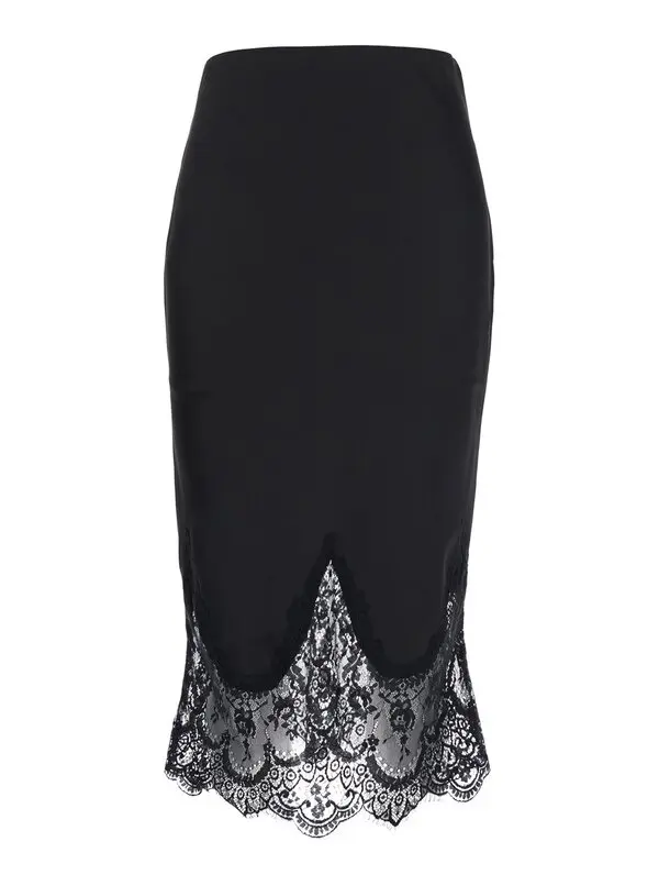 Norma Kamali Lace-trim Midi Skirt