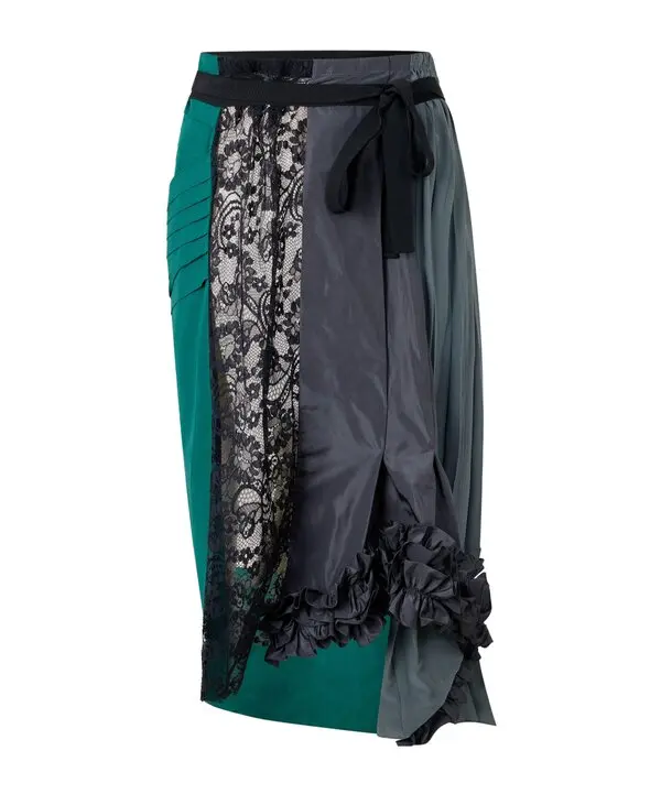 Prada Asymmetrical Midi Wrap Skirt With Tied Waist - Black