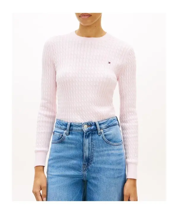 Tommy Hilfiger Cableknit Crewneck Longsleeve Sweater - Light Pink