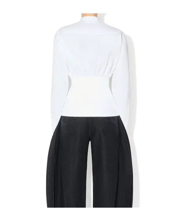 Alaïa Cotton Poplin Shirt With Ribbed Waist
