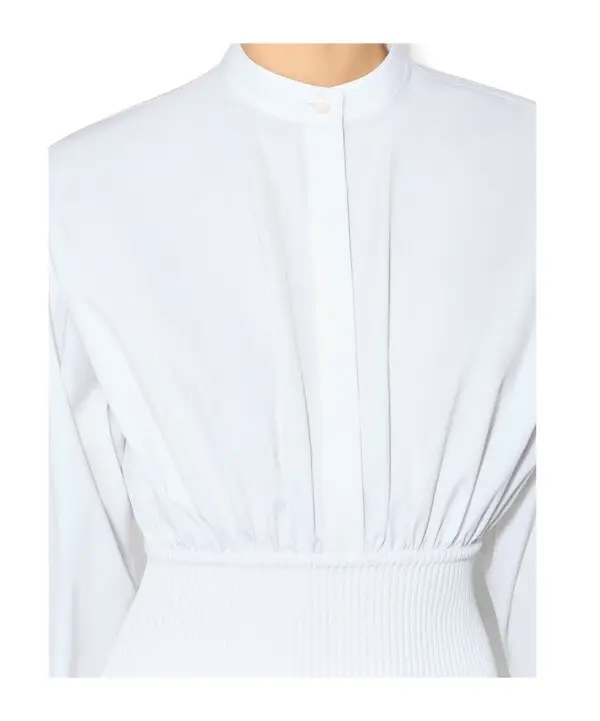Alaïa Cotton Poplin Shirt With Ribbed Waist
