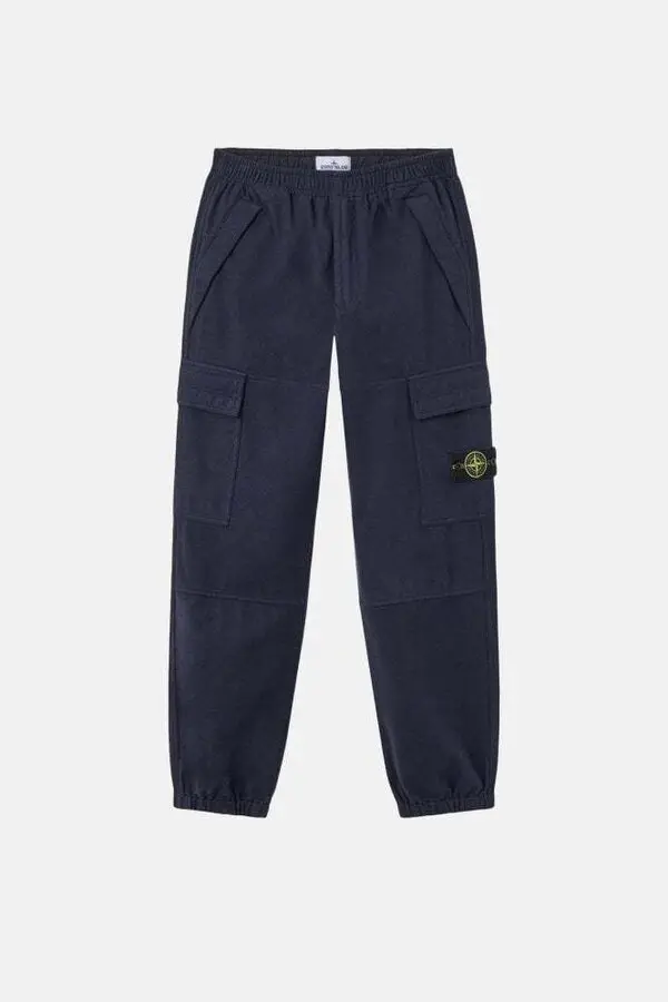 Stone Island Logo Patch Cargo Pants - Blue