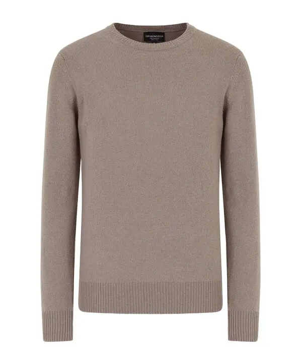 Emporio Armani Crewneck Long Sleeve Knit Sweater - Nude