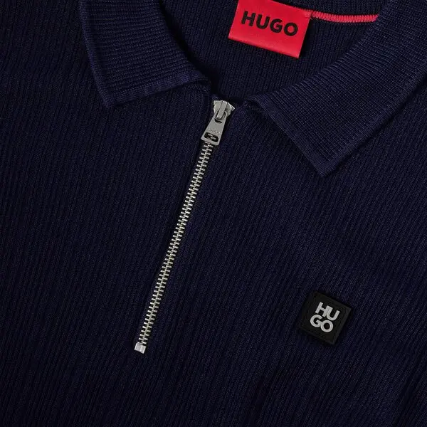 Hugo Boss Ribbed Knit Half Zip Polo Shirt