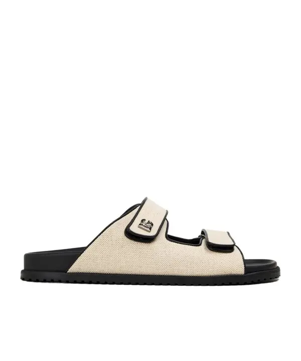 Dolce & Gabbana Fabric Doublestrap Slide Sandals