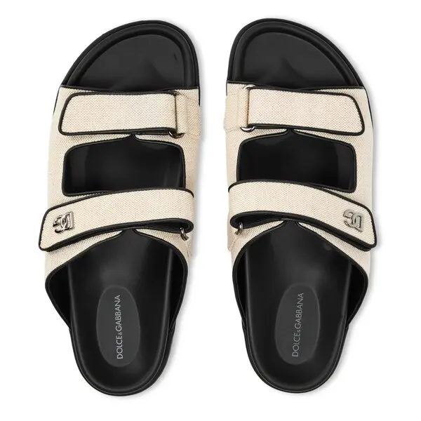 Dolce & Gabbana Fabric Doublestrap Slide Sandals
