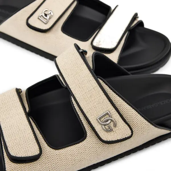 Dolce & Gabbana Fabric Doublestrap Slide Sandals