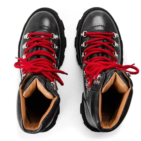 GANNI Leather Lace-up Flat Ankle Boots