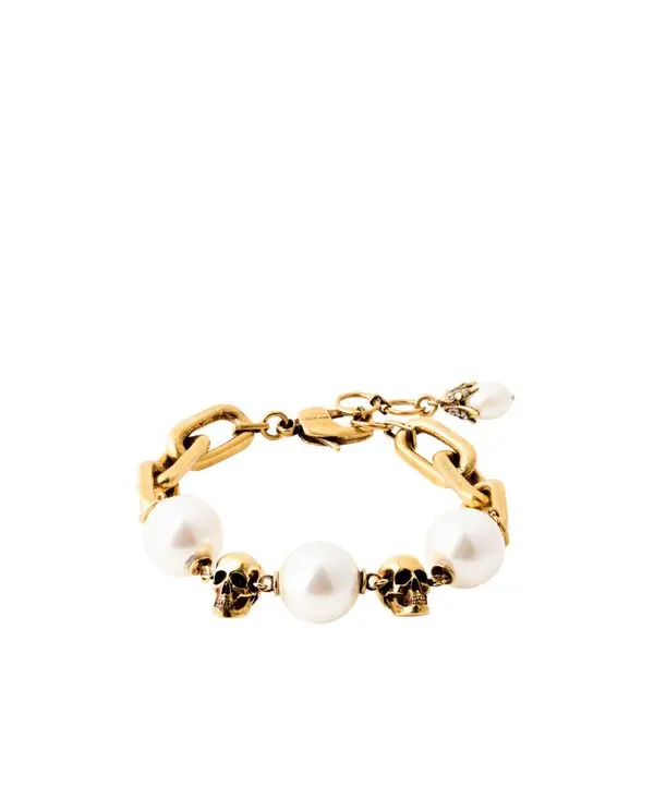 Alexander McQueen Pearl And Skull Bracelet - No