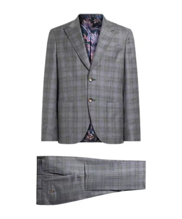 Etro Single-breasted Wool And Cashmere Suit With Check Motif