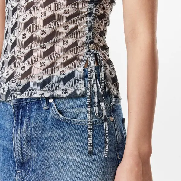 Hugo Boss Allover Geometric Print Shortsleeve Top