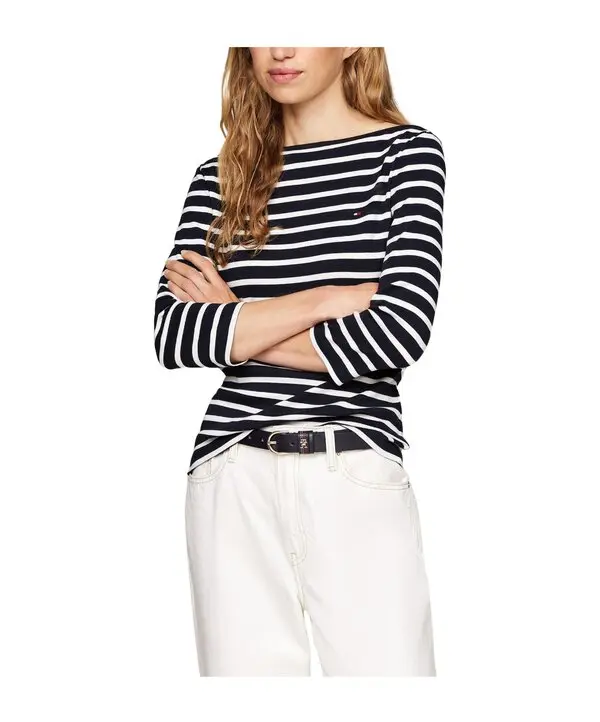 Tommy Hilfiger Horizontal Stripe 3/4 Sleeve Top