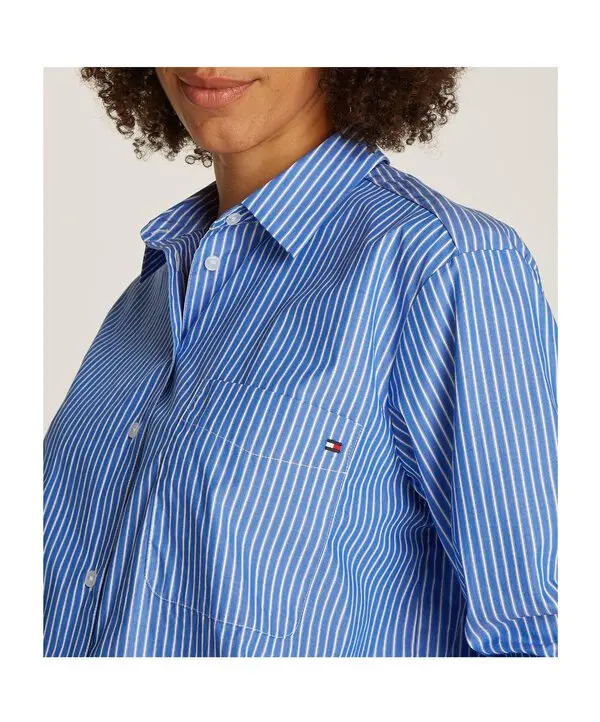 Tommy Hilfiger Vertical Stripe Point Collar Long Sleeve Shirt