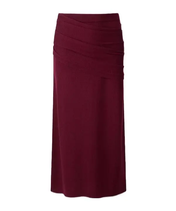Staud Wilma Draped Wool Skirt - Wine Red