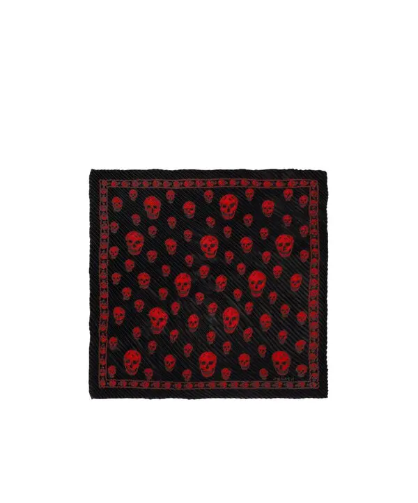 Alexander McQueen Pleated Skull-print Scarf - Black
