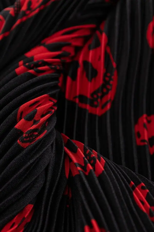 Alexander McQueen Pleated Skull-print Scarf