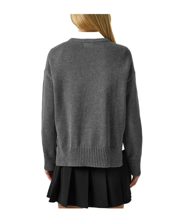 Guess Crewneck Knit Sweater With Intarsia Logo