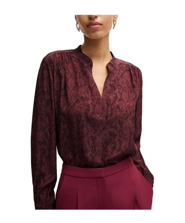 Hugo Boss Standcollar Halfplacket Snakeprint Top