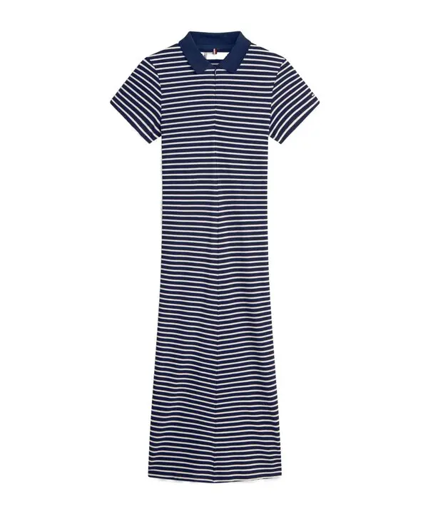 Tommy Hilfiger Striped Pique Polo Dress - Blue